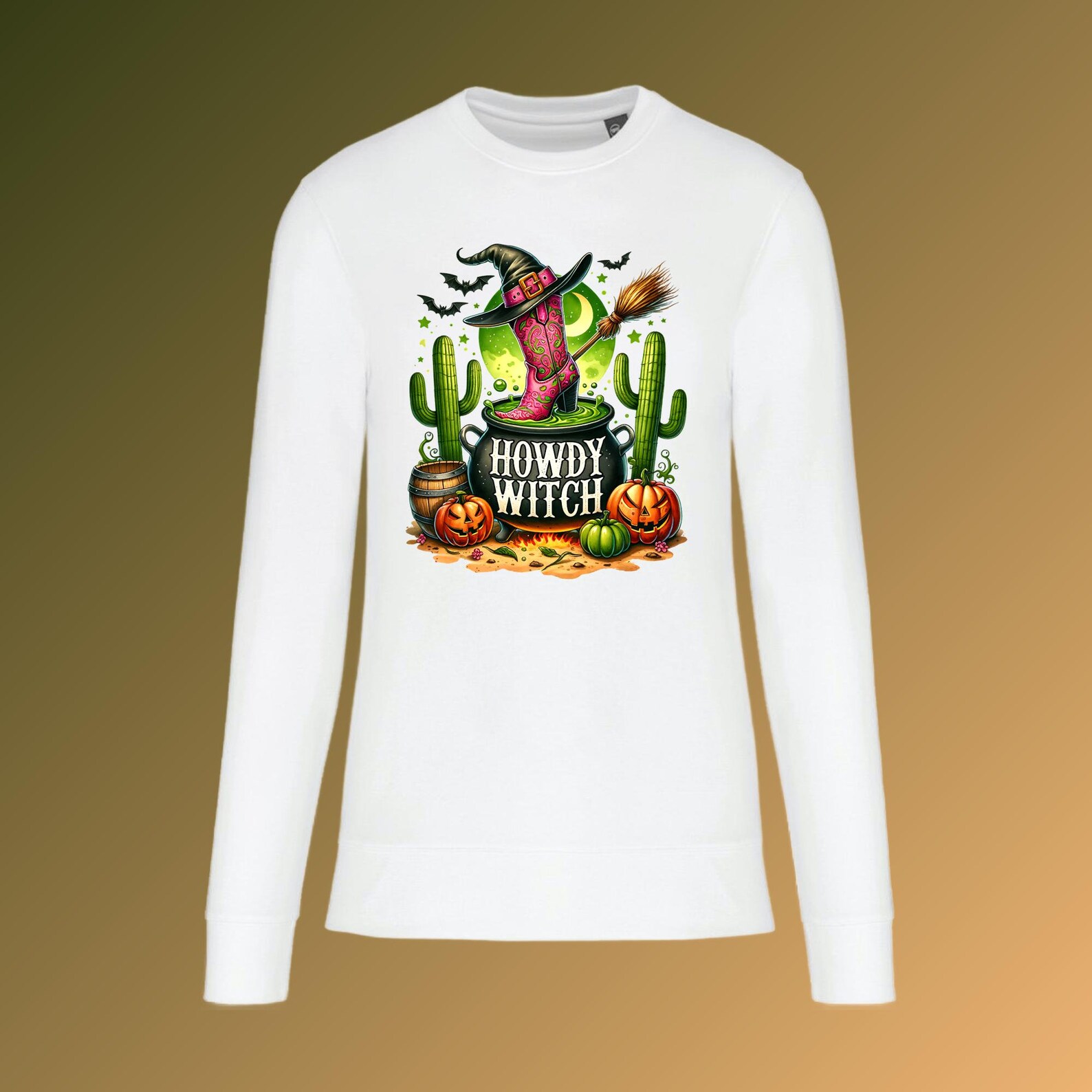 Whimsical Halloween Cowboy Witch Clipart for T-shirt Design and ...