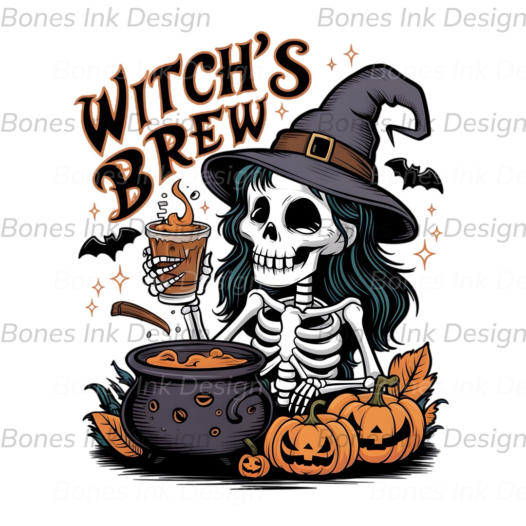 Witch's Brew Skeleton Clipart Halloween Day, Spooky Drink, Instant ...