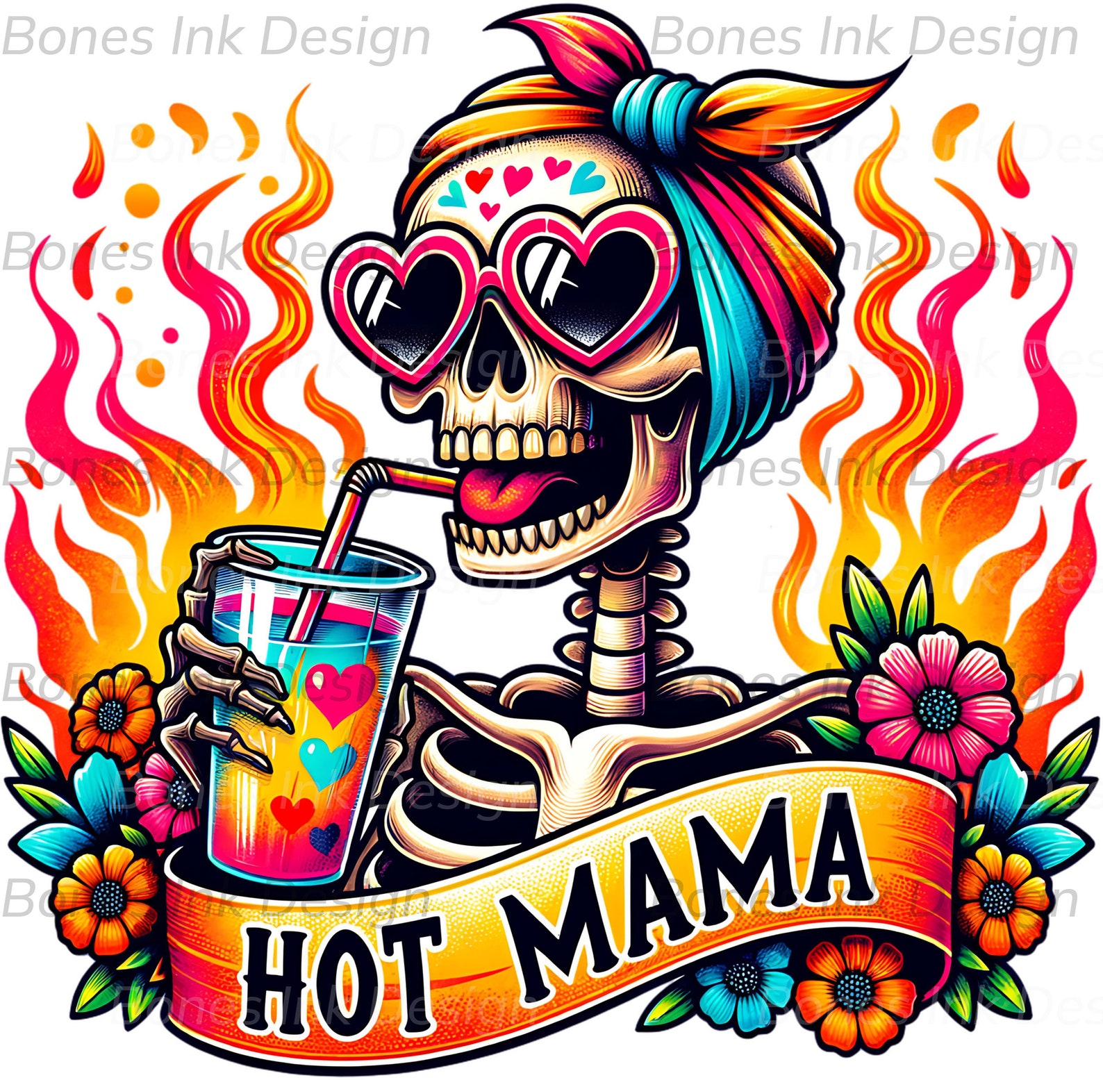 Hot Mama Skeleton PNG Clipart for T-shirt, Tumbler Wrap, Wall Art ...