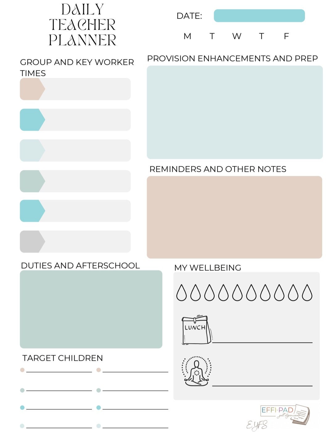 EYFS Teacher Daily Planner_ PDF Download - Etsy