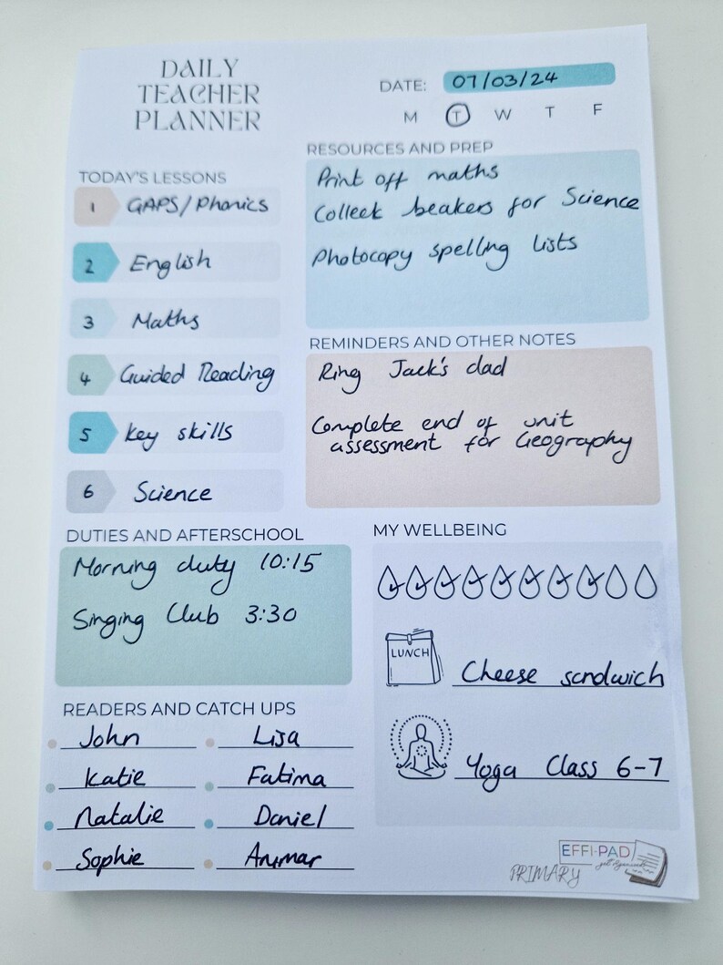 Primary Teacher Daily Planner_ PDF Download - Etsy