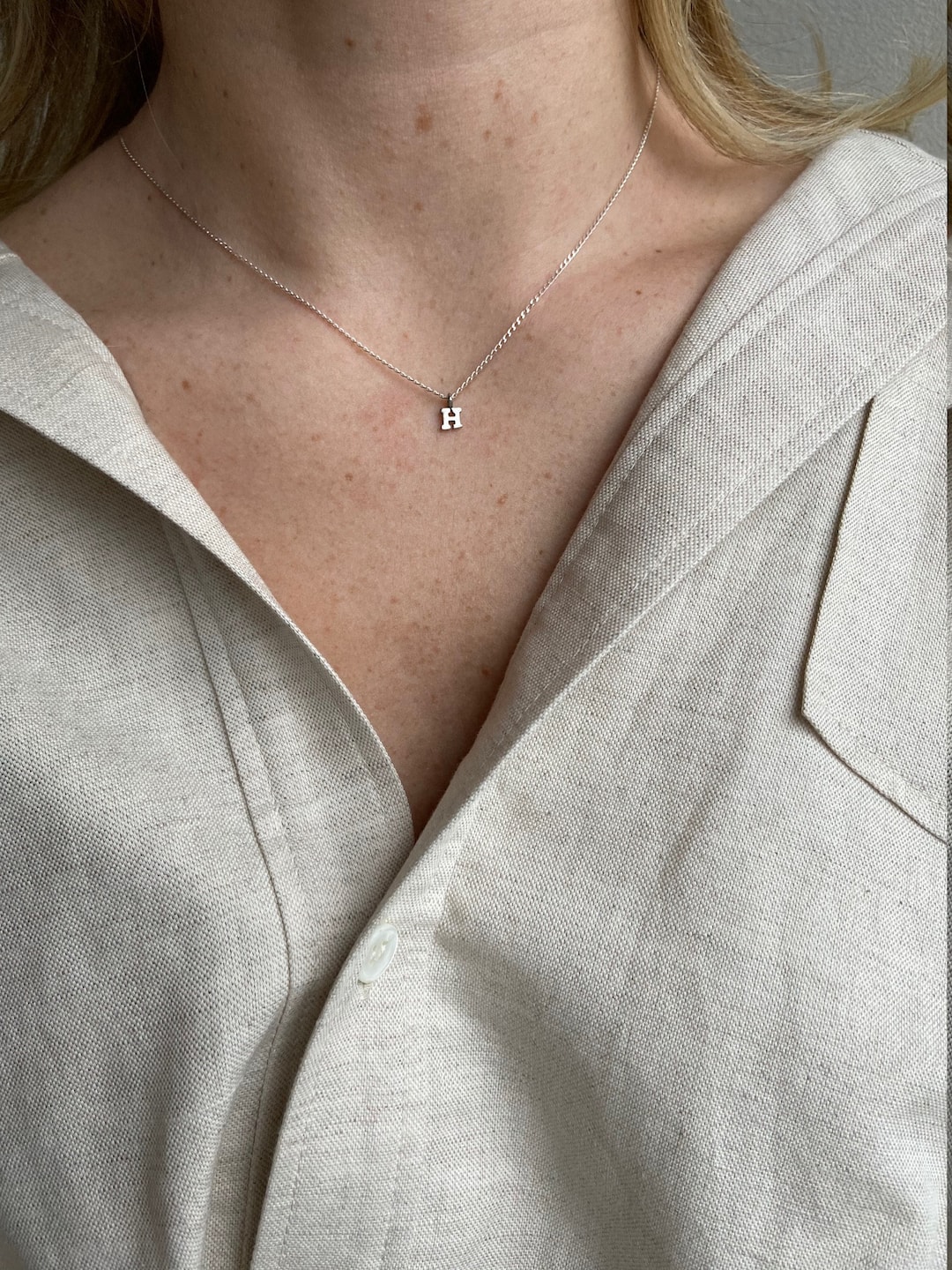 Personalized Sterling Silver Initial H Necklace: Handmade Charm Jewelry ...
