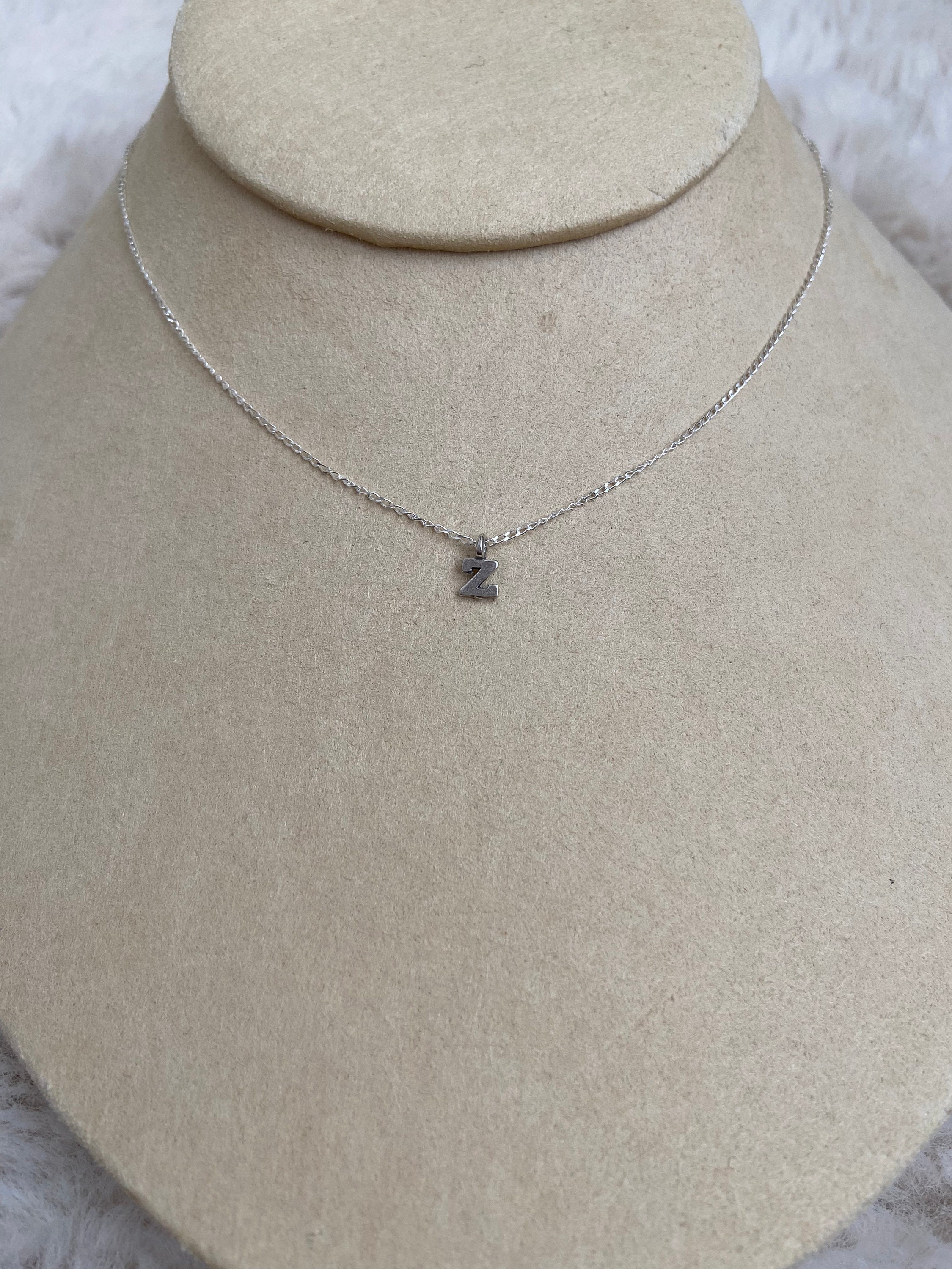 Personalized Z Letter Necklace, Sterling Silver Chain Charm Necklace ...