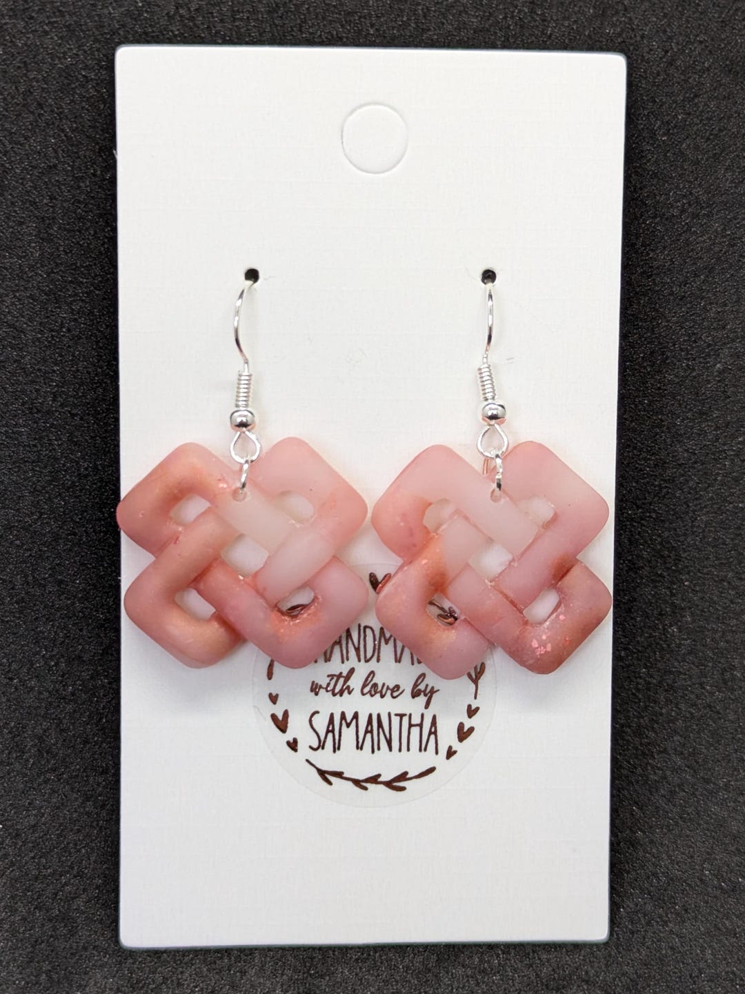 Pink, White & Rose Gold Leaf Solomon Knot With Silver Hook Dangle - Etsy