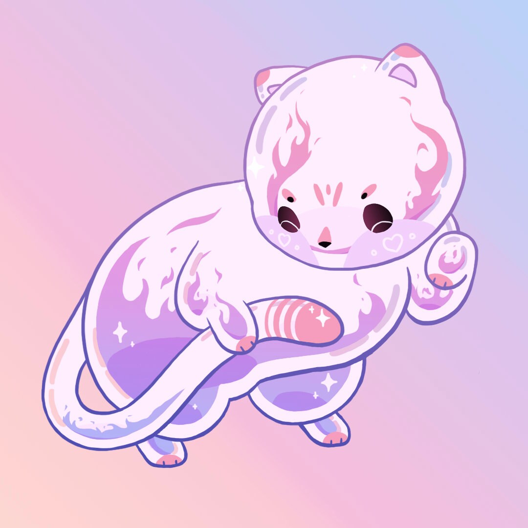 Fire Kitty Art Print - Etsy