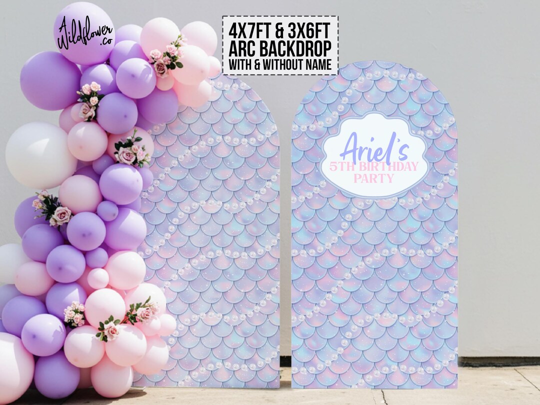 Mermaid Scales Custom Name Arch Backdrop Decoration Standee, Party ...