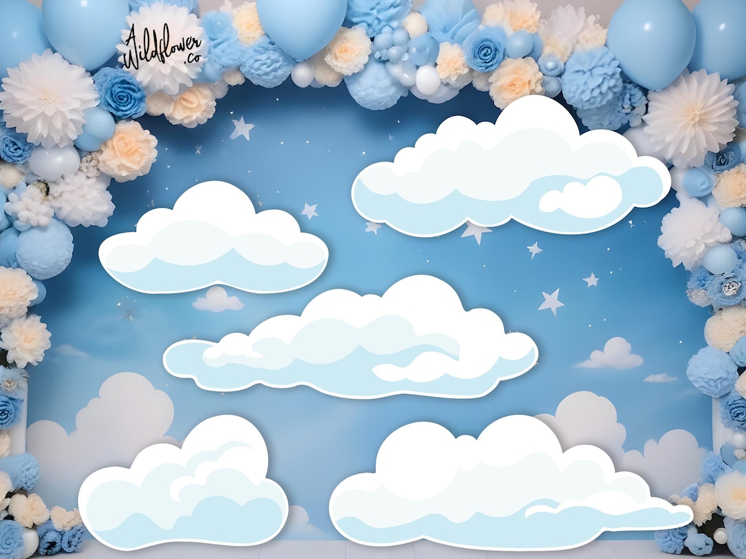 Sky Clouds Cutout, Resizeablestandee, Clear Blue Party Decor, Cake ...