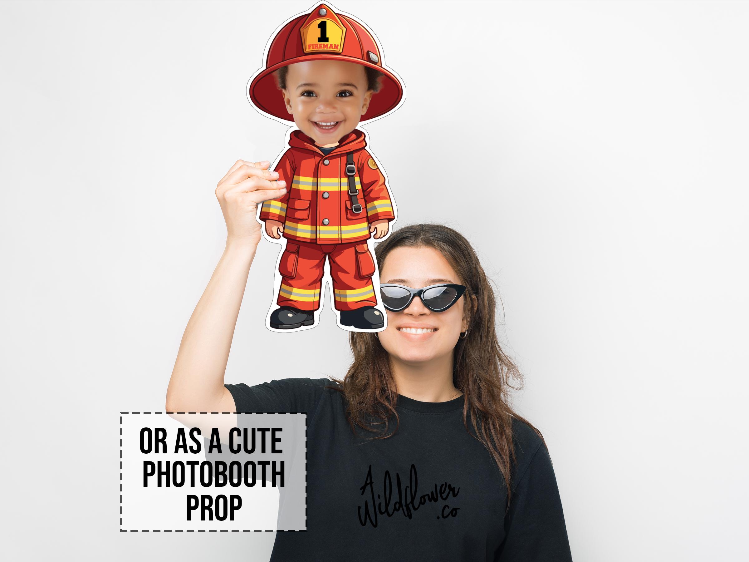 Fireman Firefighter Custom Face Cutout, Resizable Standee, Red Party ...
