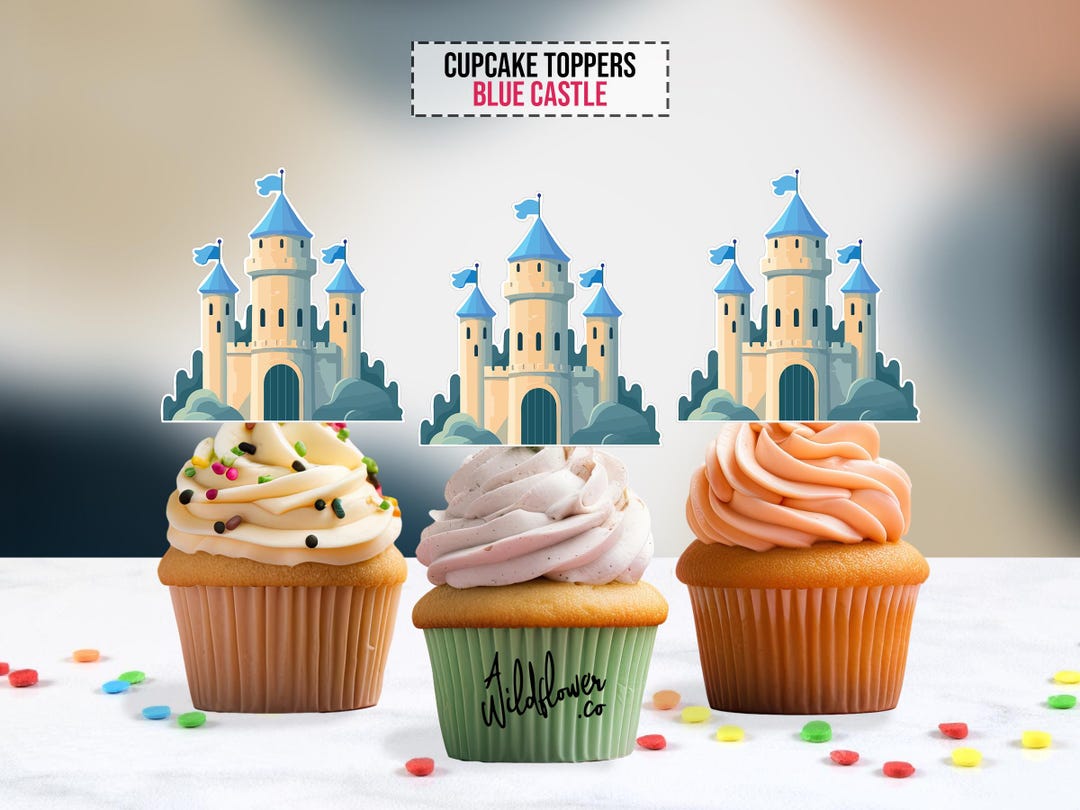 Blue Royal Castle Cupcake Toppers Party Decoration for Children ...
