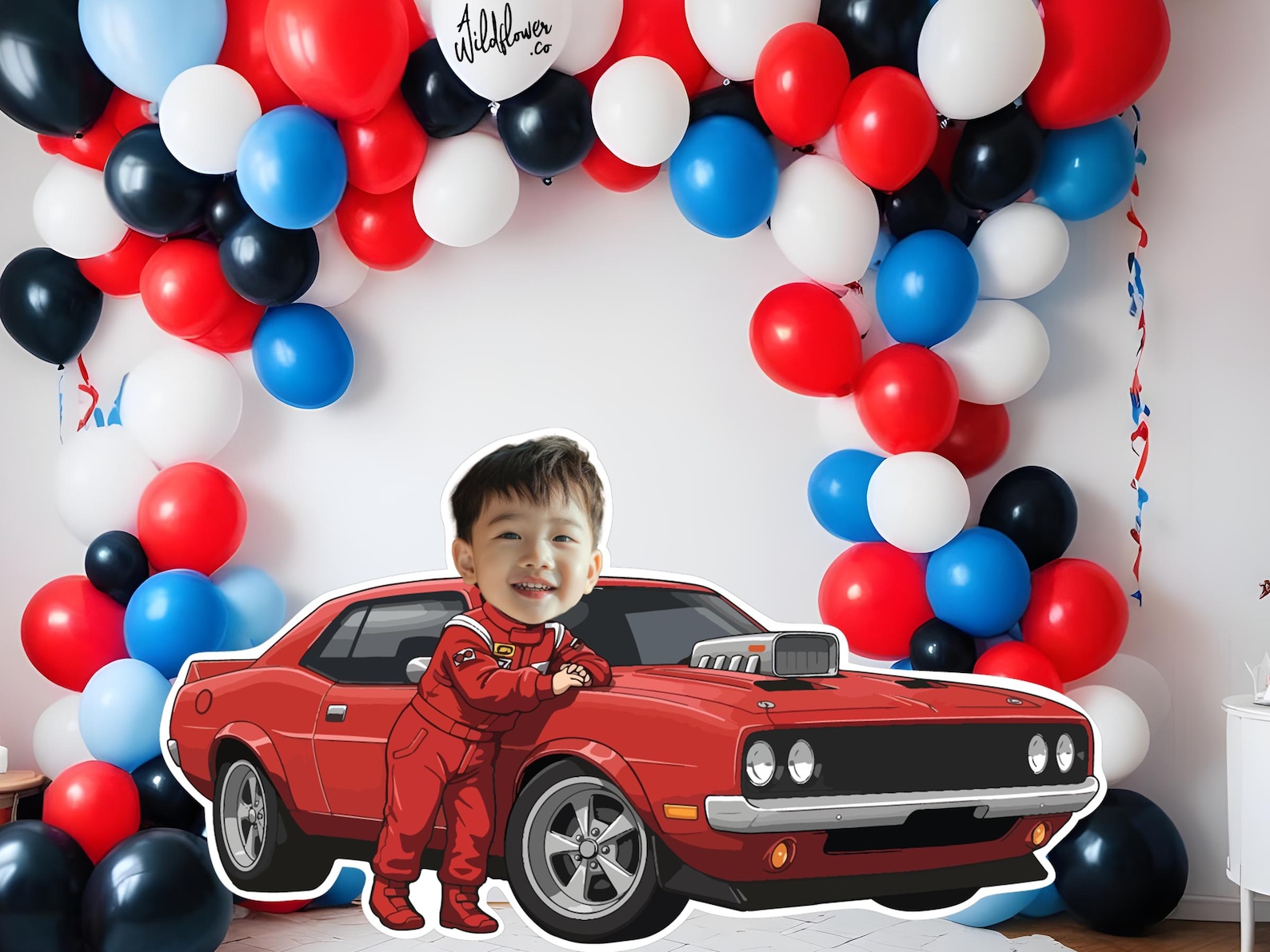 Red Race Car Custom Face Cutout, Resizable Standee, F1 Party Decor ...