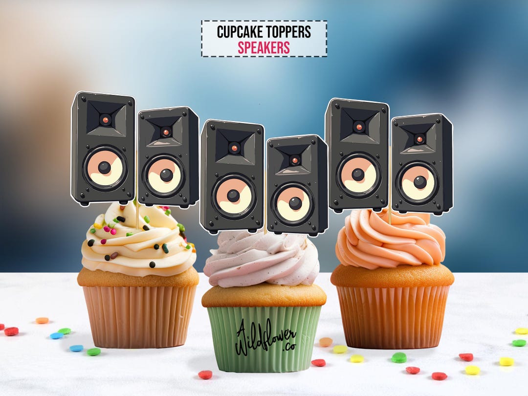DJ Deejay Speakers Cupcake Toppers Party Decoration for Children Birthday, Music Gala, Wedding ...