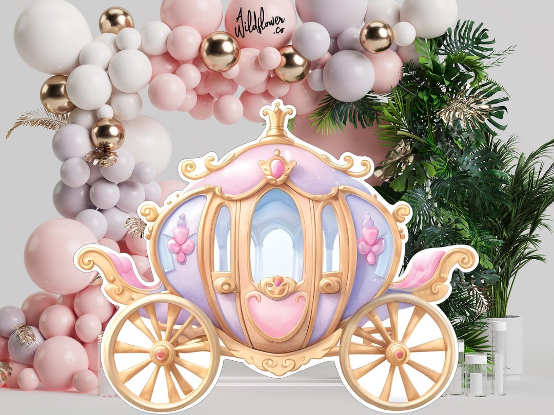 Large Carriage Cutout, Resizable Watercolour Standee, Pink Purple Party ...
