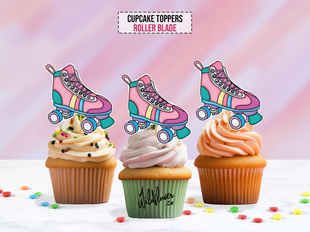 Roller Blade Cupcake Toppers Party Decoration for Children Birthday ...