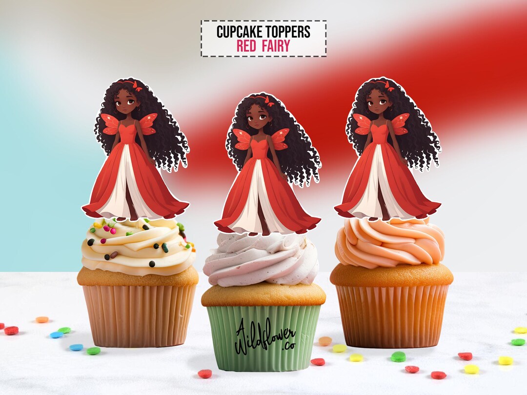 Red Fairy Cupcake Toppers Party Decoration for Children Birthday ...