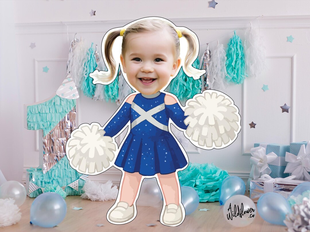 Cheerleader Custom Face Cut Out Standee, Party Decor Cake Topper ...