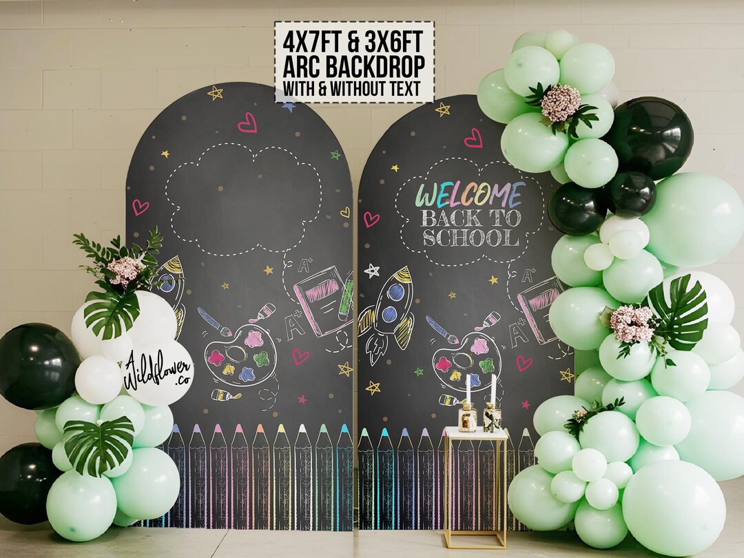Back to School Arc Backdrop Decoration Standee, Chalkboard Party Booth ...
