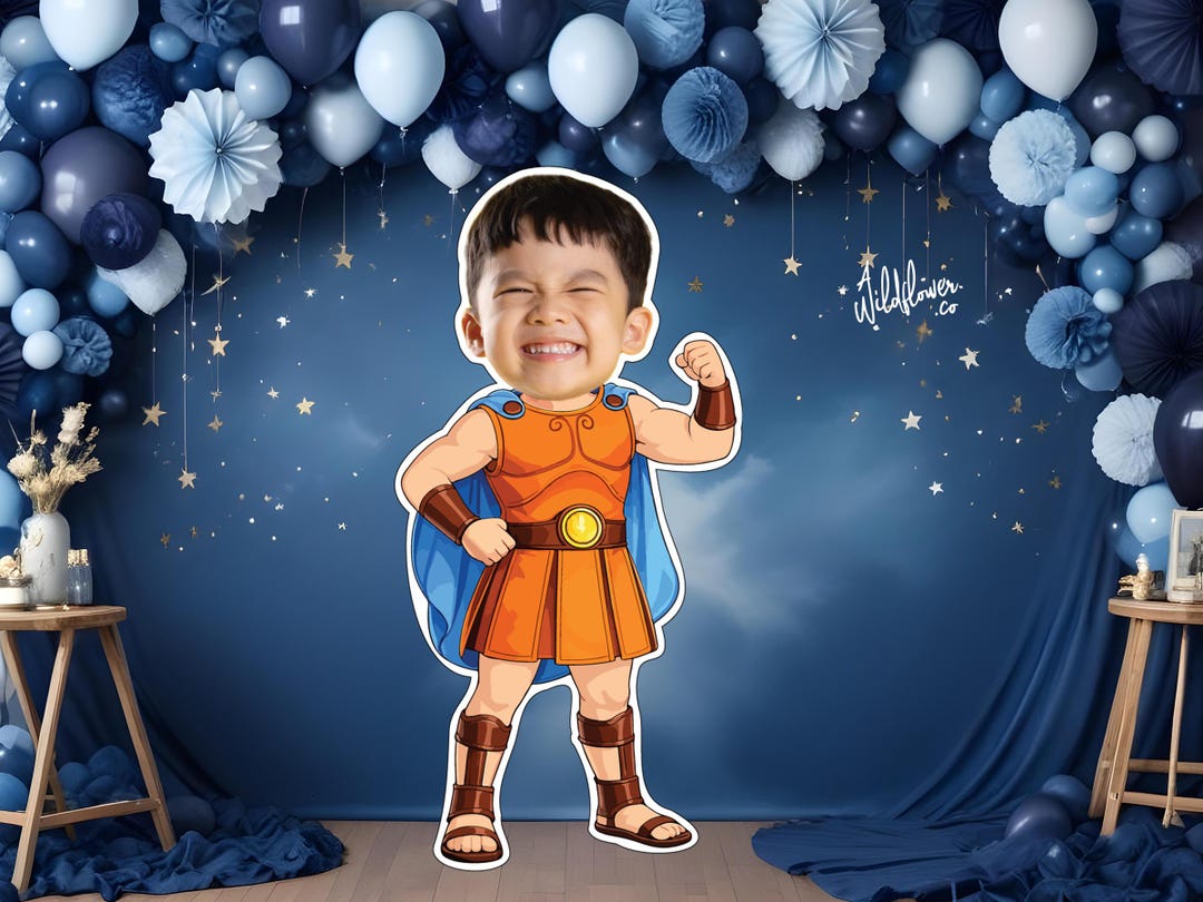 Hercules Custom Face Cut Out Standee, Greek Party Decor, Mythology Cake ...