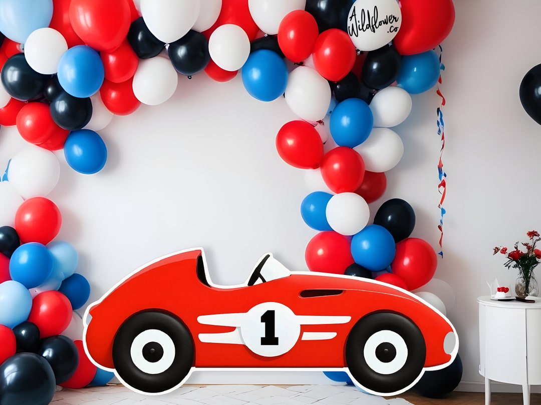 Race Car Cut Out, Large Resizable Red Vehicle Standee, Cute Party Decor ...