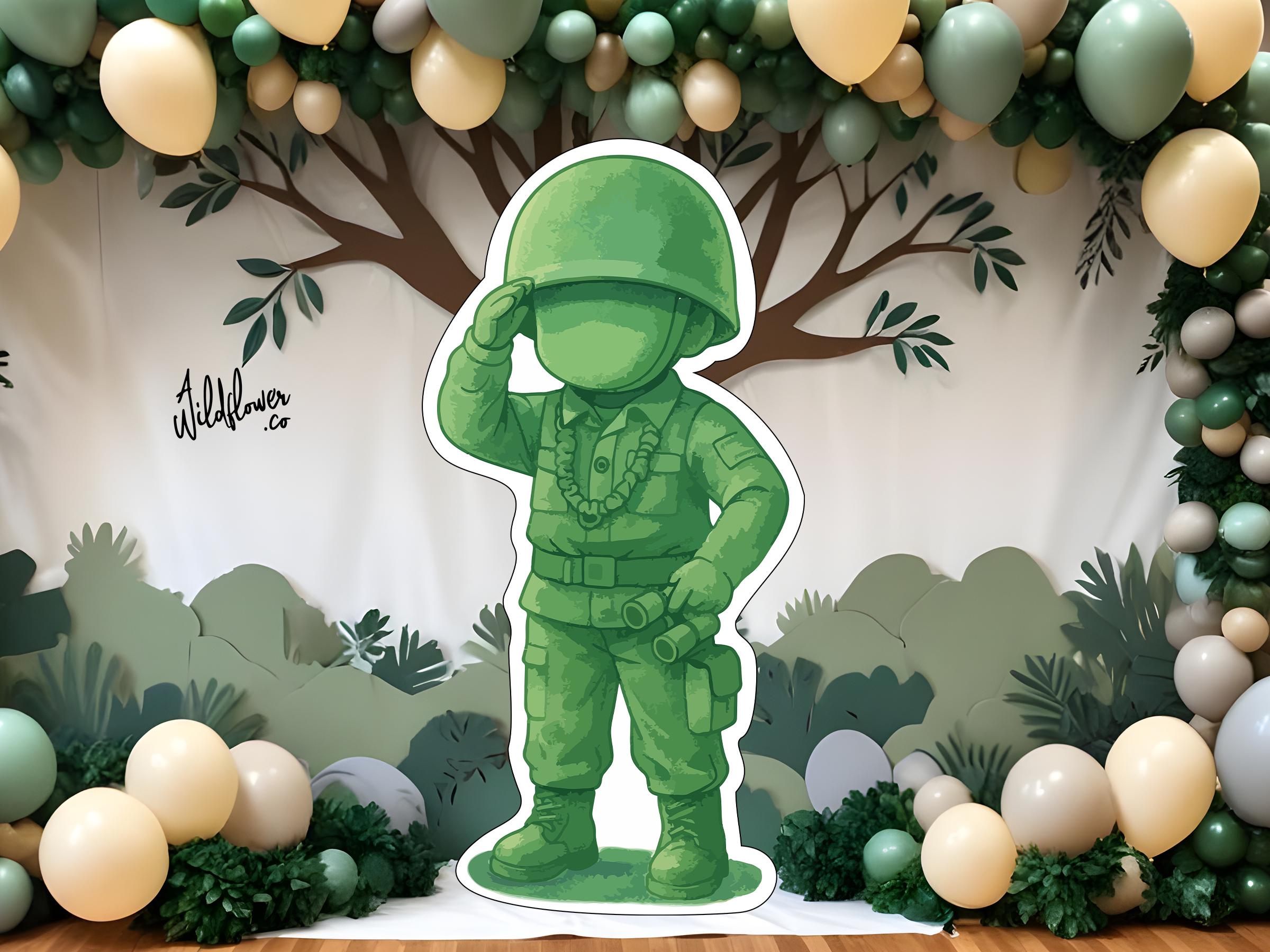 Green Military Soldier Cut Out Standee, Army Party Decor, Cake Topper ...