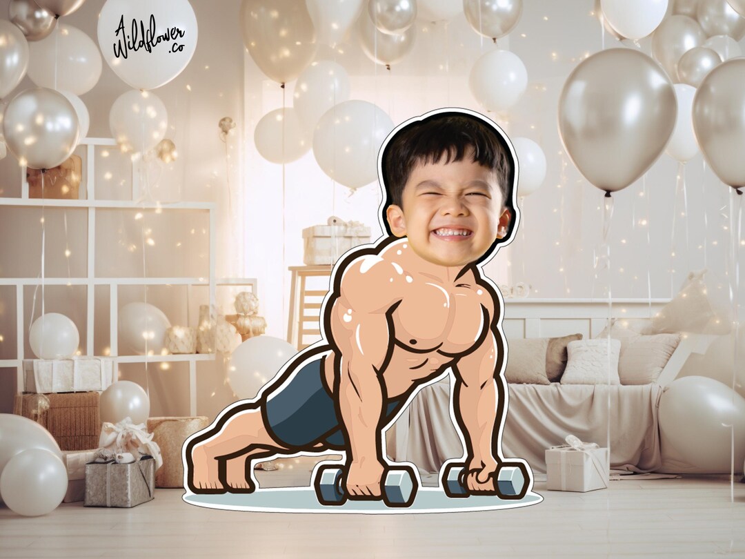 Bodybuilder Custom Face Cutout, Resizable Standee, Muscular Party Decor ...