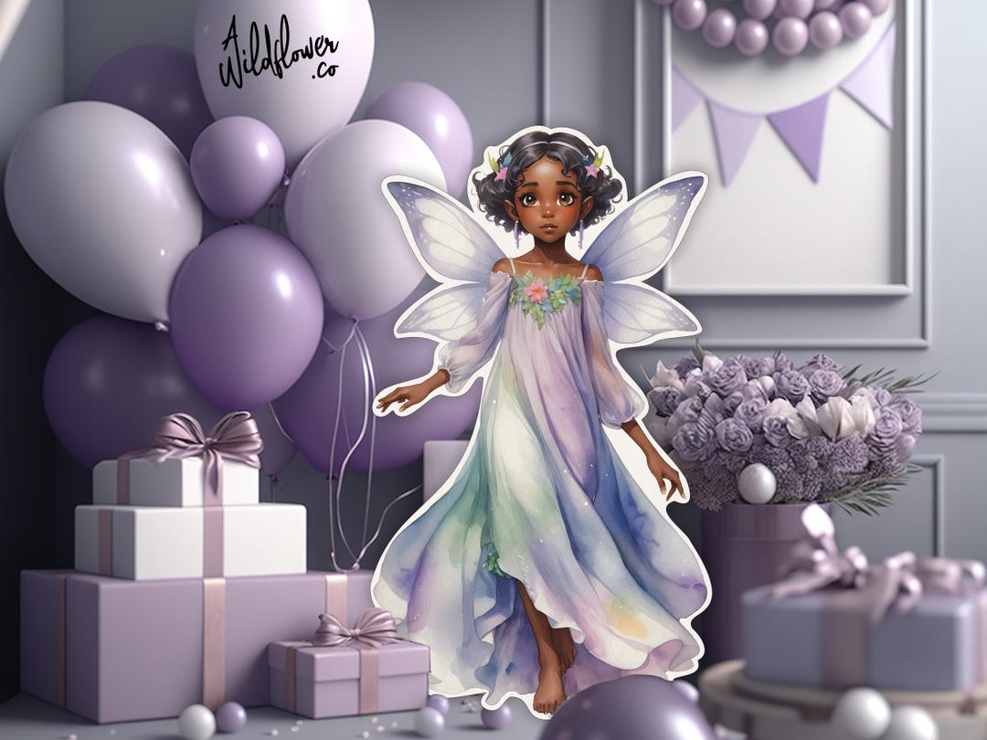 Fairies Cutout, Fairy Cupcake Topper Decoration, Resizable Purple Party ...