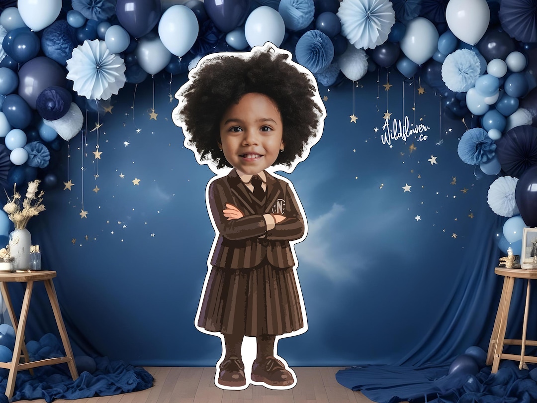 Wednesday School Uniform Custom Face Cut Out Standee, Party Decor, Cake ...
