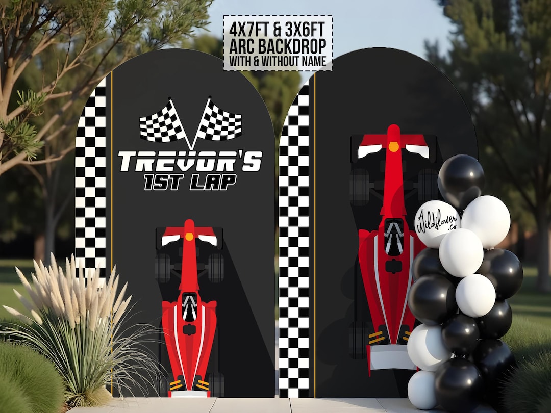 F1 Race Car Custom Name Arch Backdrop Decoration Standee, Party Booth ...