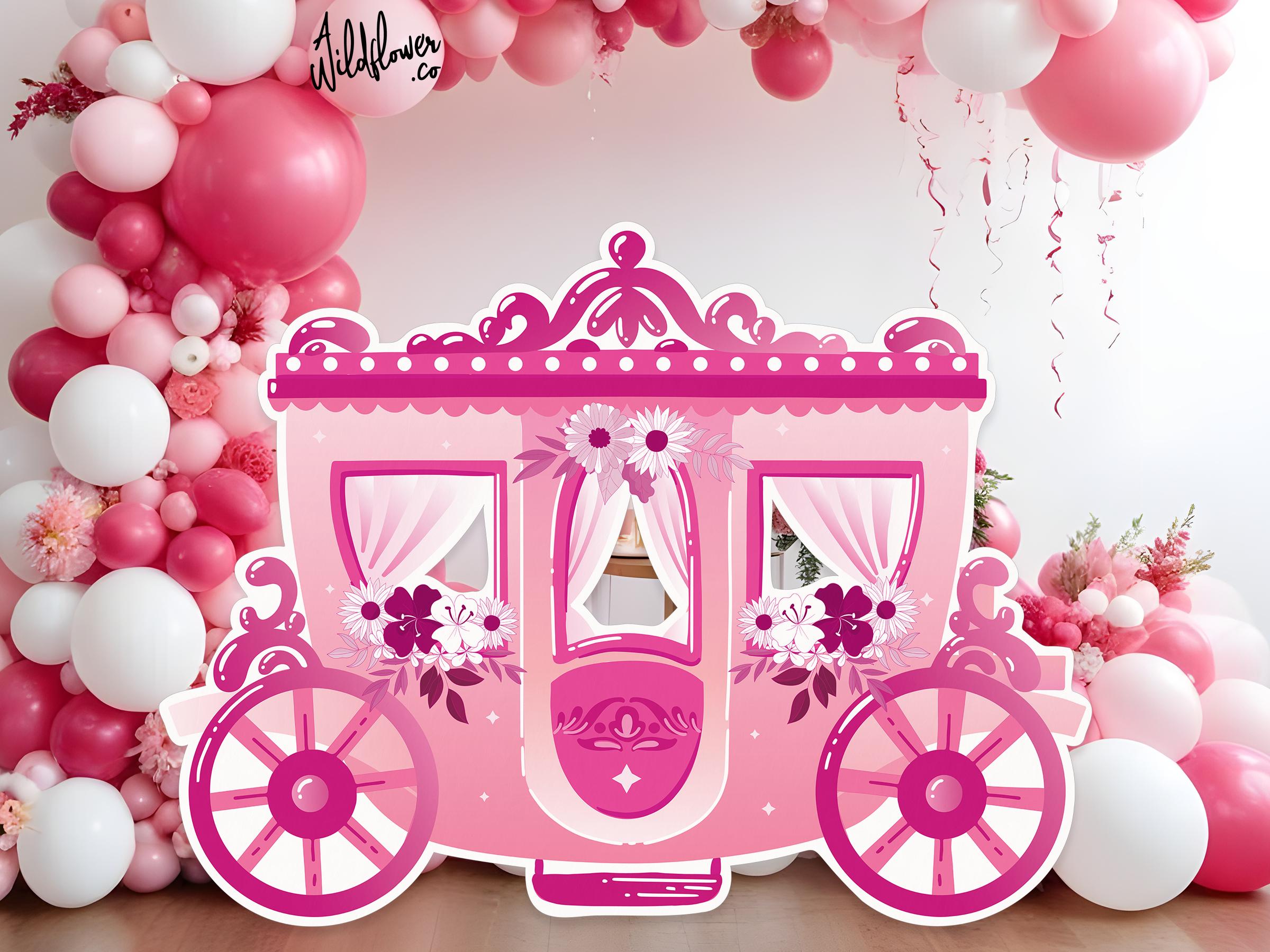 Large Carriage Cutout, Resizable Watercolour Standee, Pink Purple Party ...