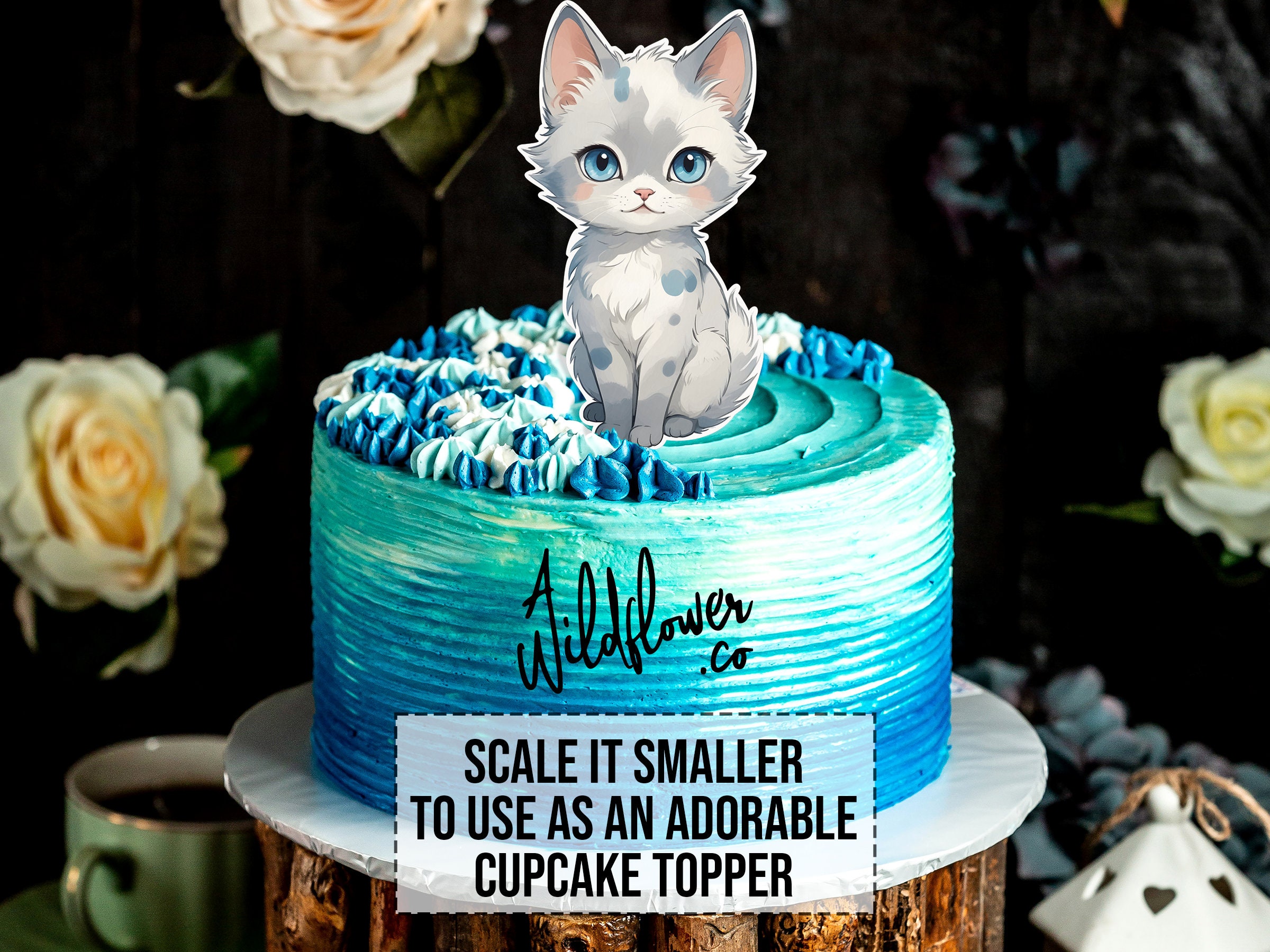 Resizeable Watercolour Cat Cut Out, Large Animal Standee, Cute Anime ...