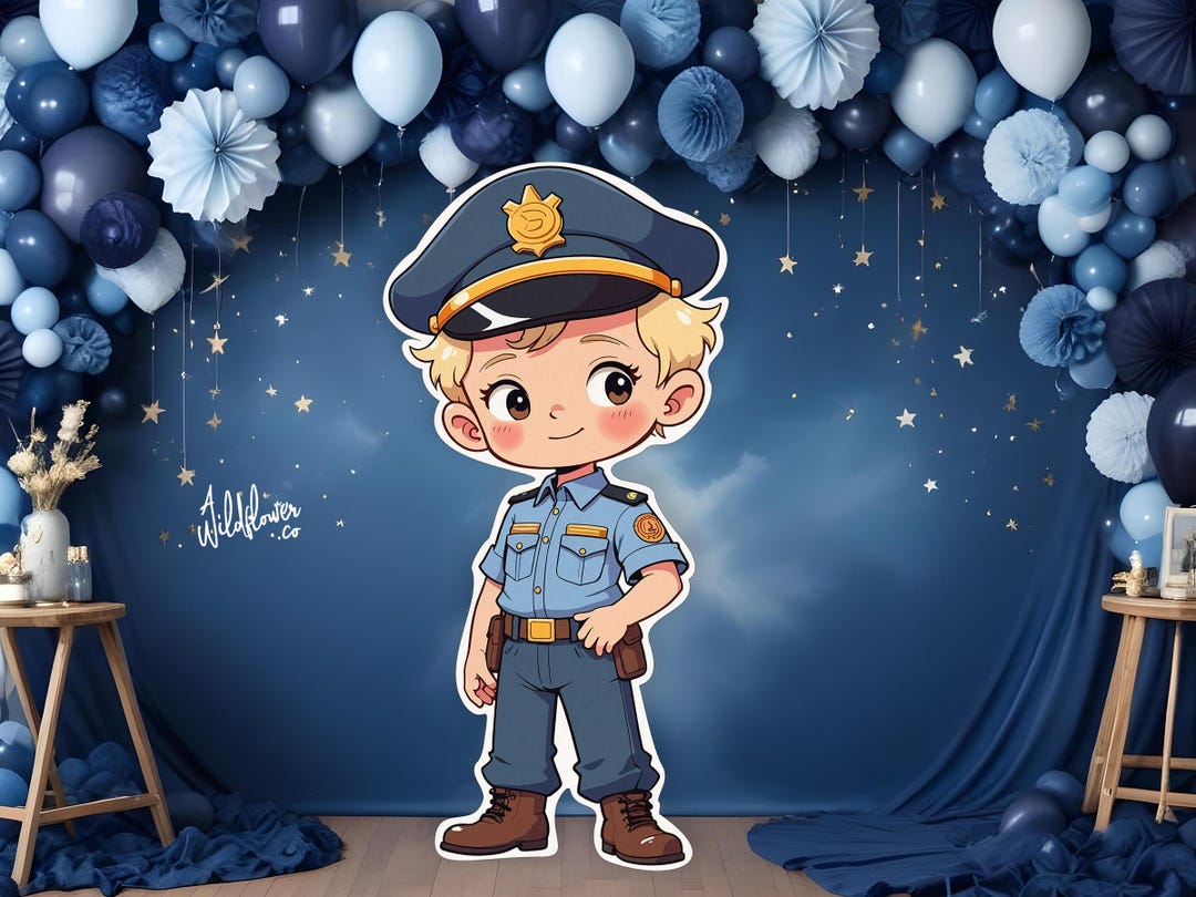 Police Man Resizeable Cutout Standee, Work Party Decor, Cake Topper ...