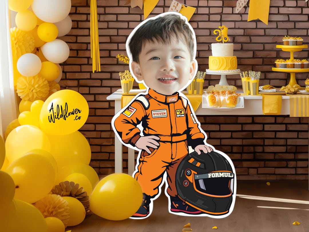 Orange F1 Race Car Driver Motor Bike GP Custom Face Cut Out Standee ...