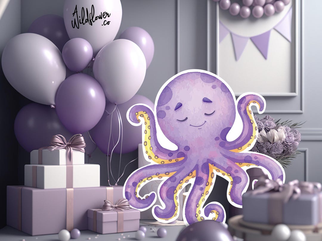 Resizeable Watercolour Octopus Cutout, Large Small Under Sea Standee ...