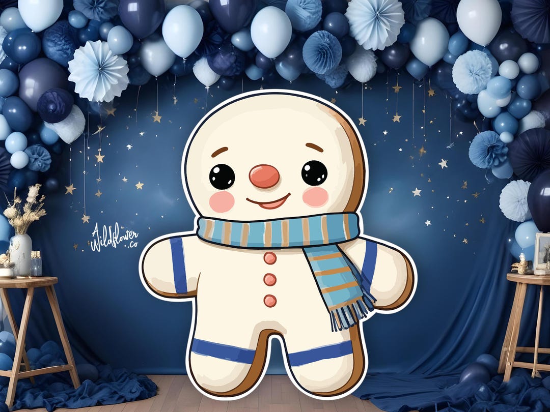 Gingerbread Snowman Resizeable Cutout Standee, Winter Party Decor, Cake ...