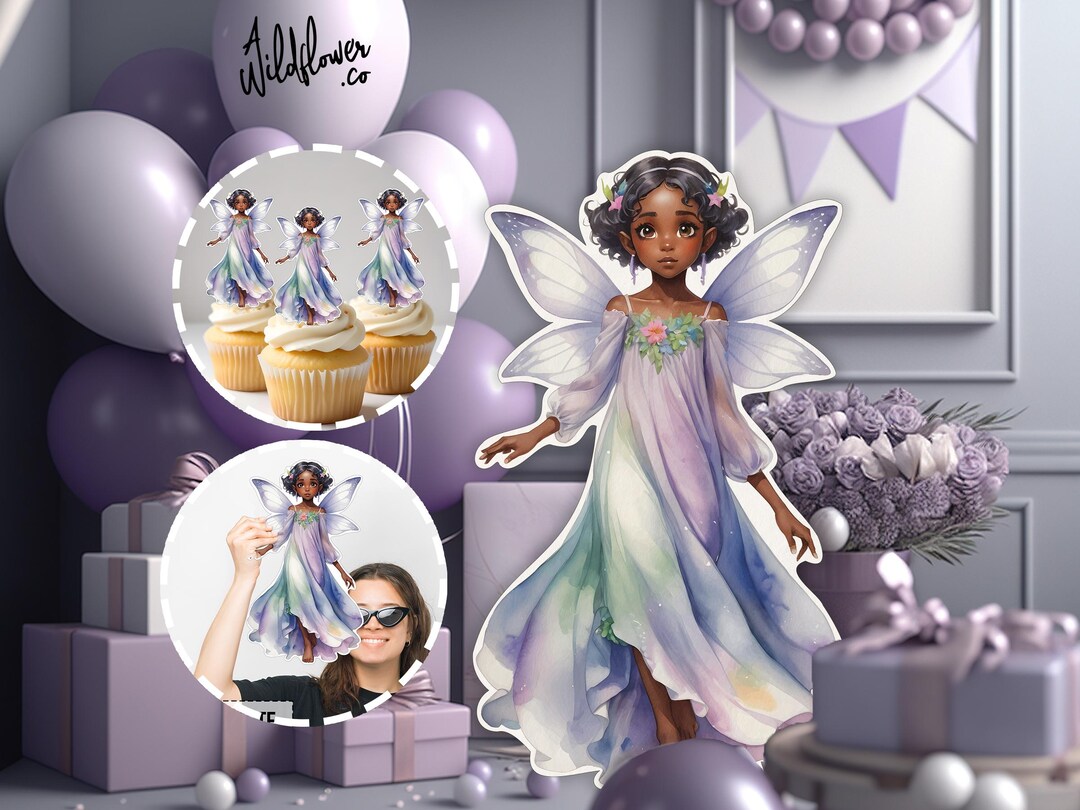 Fairies Cutout, Fairy Cupcake Topper Decoration, Resizable Purple Party ...