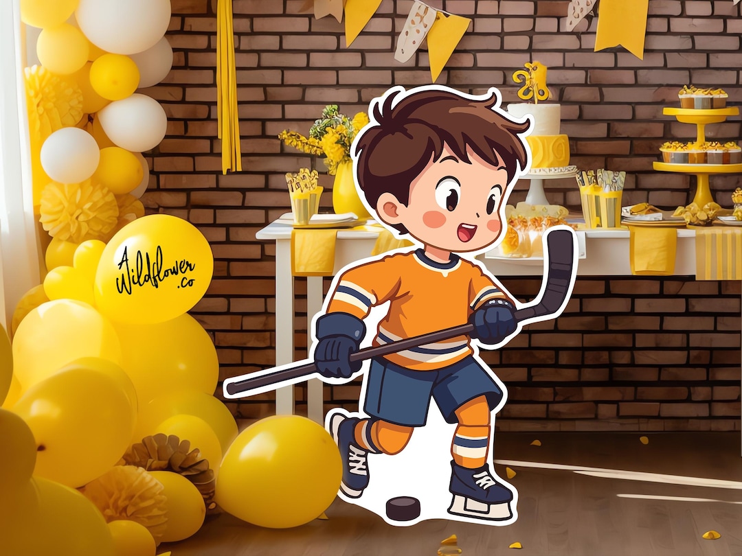 Hockey Player Cut Out, Large Resizable Standee, Cute Party Decor, Cake ...