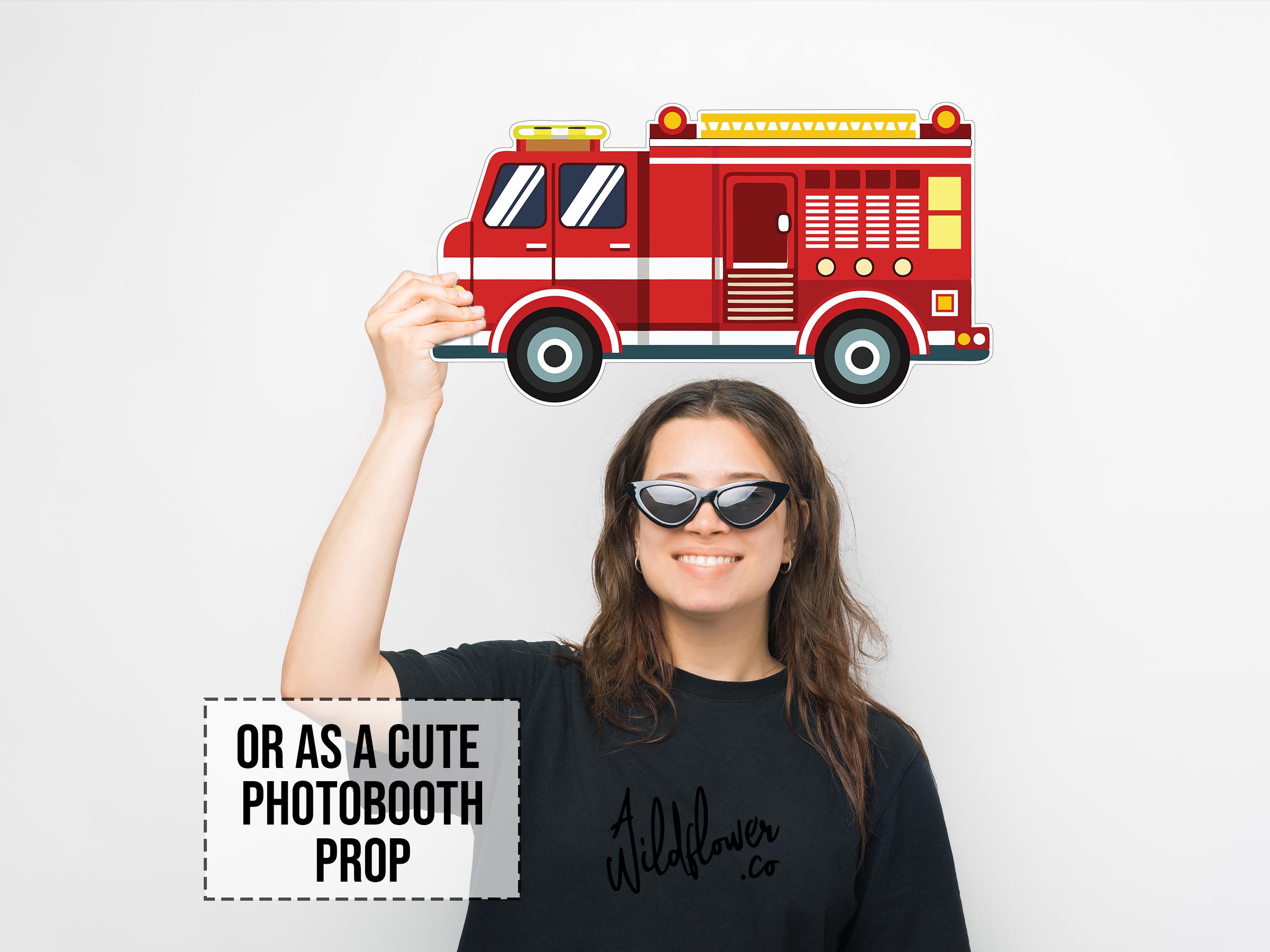 Fire Truck Resizeable Cutout Standee, Fire Fighter Party Decor, Cake ...