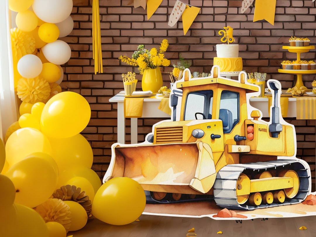 Big Bulldozer Cut Out, Resizable Watercolour Construction Standee, Cute ...