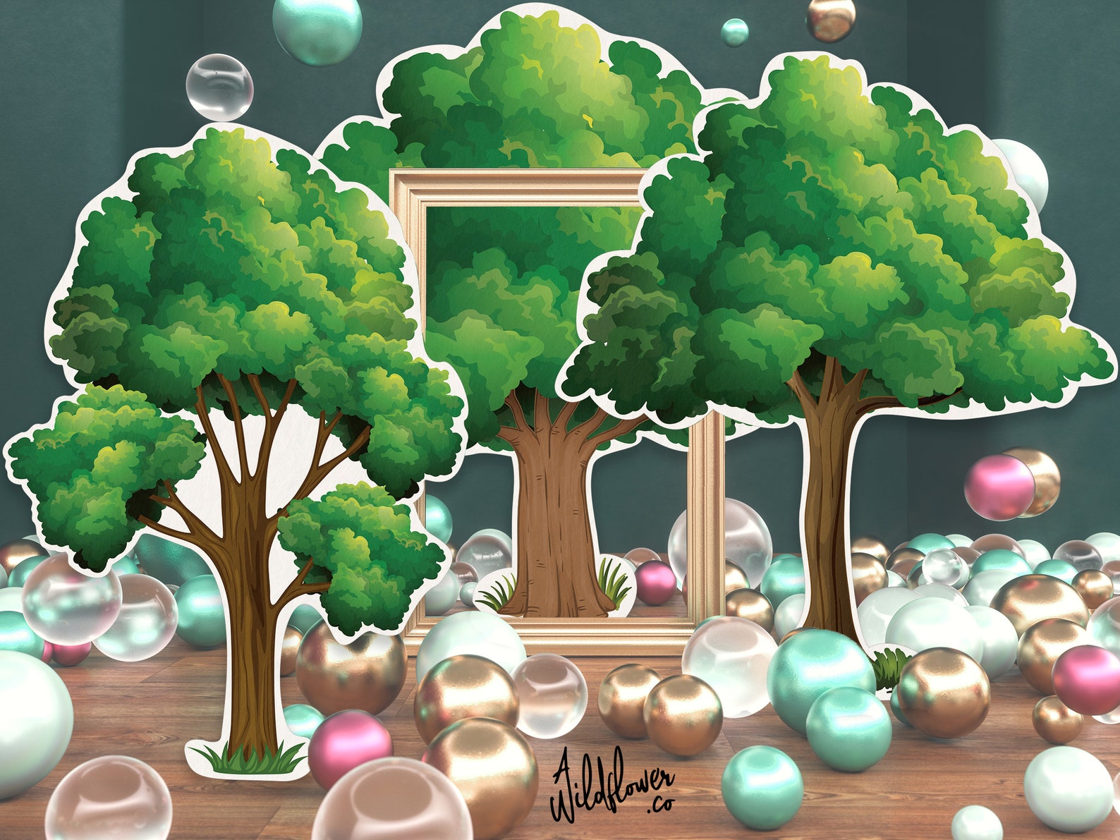 Resizable Trees Cutout, Large Green Standee, Birthday Party Decor ...