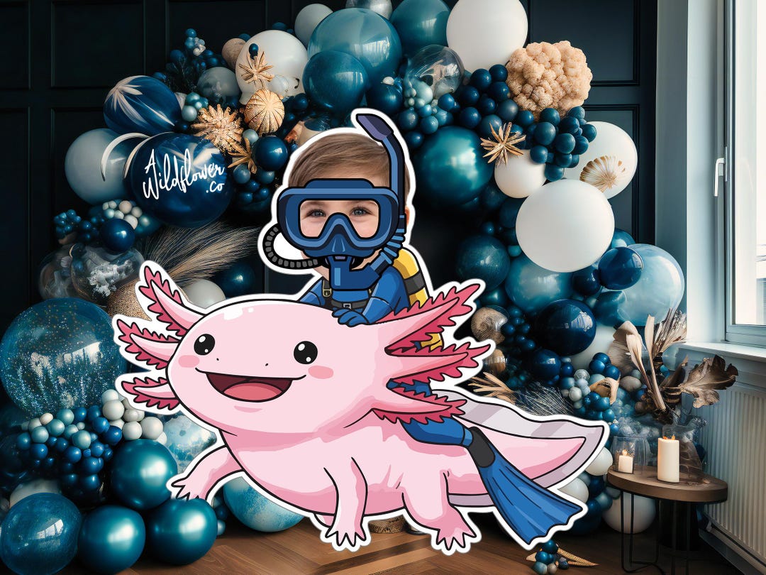Diver on Axolotl Custom Face Cutout, Underwater Standee, Personalise ...