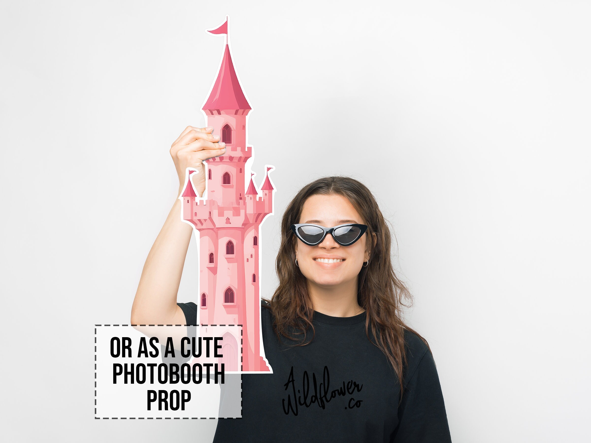 Pink Castle Tower Cutout, Resizable Watercolour Standee, Party Decor ...