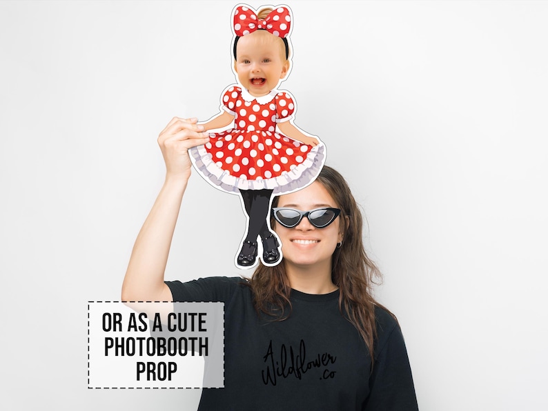 Red Polka Dot Dress Custom Face Cut Out Standee, Party Decor, Cake ...