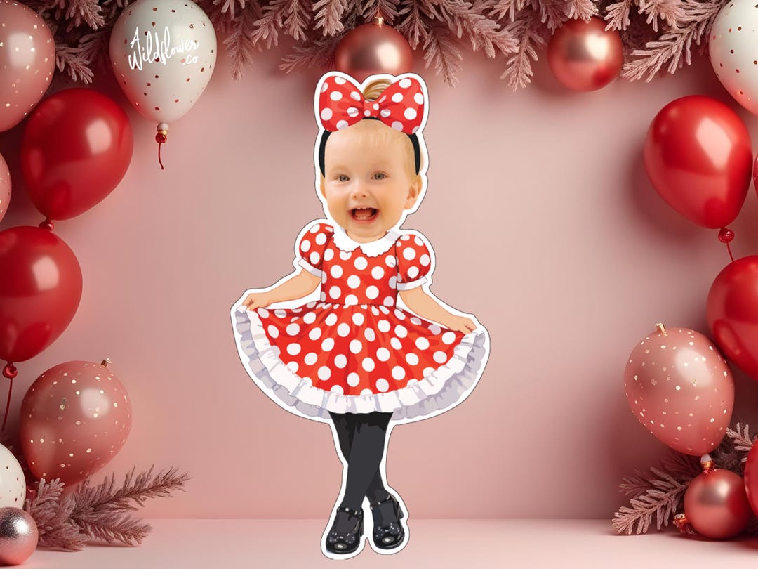 Red Polka Dot Dress Custom Face Cut Out Standee, Party Decor, Cake ...