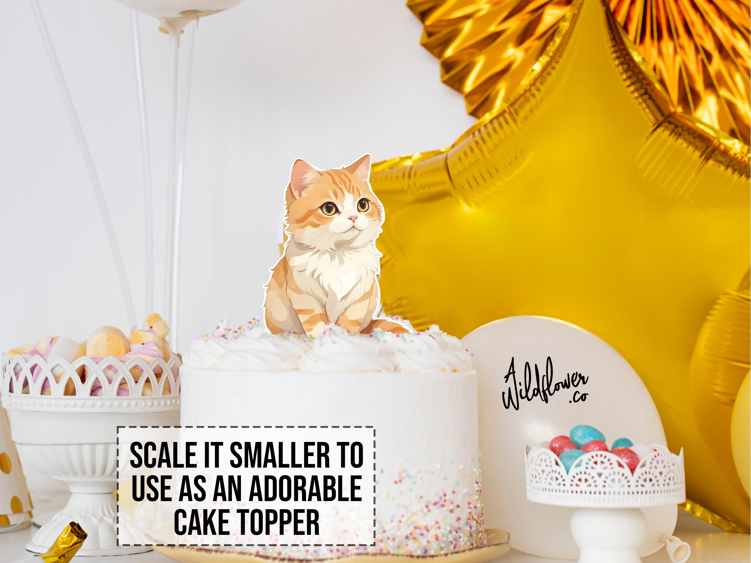 Orange Cat Cut Out, Resizeable Animal Standee, Cute Anime Party Decor ...