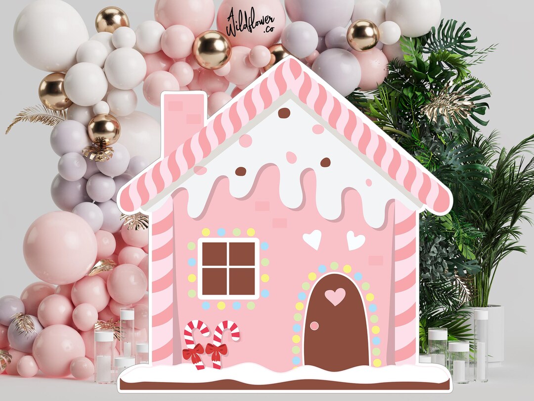 Pink Candy House Resizeable Cutout Standee, Xmas Party Decor, Cake ...