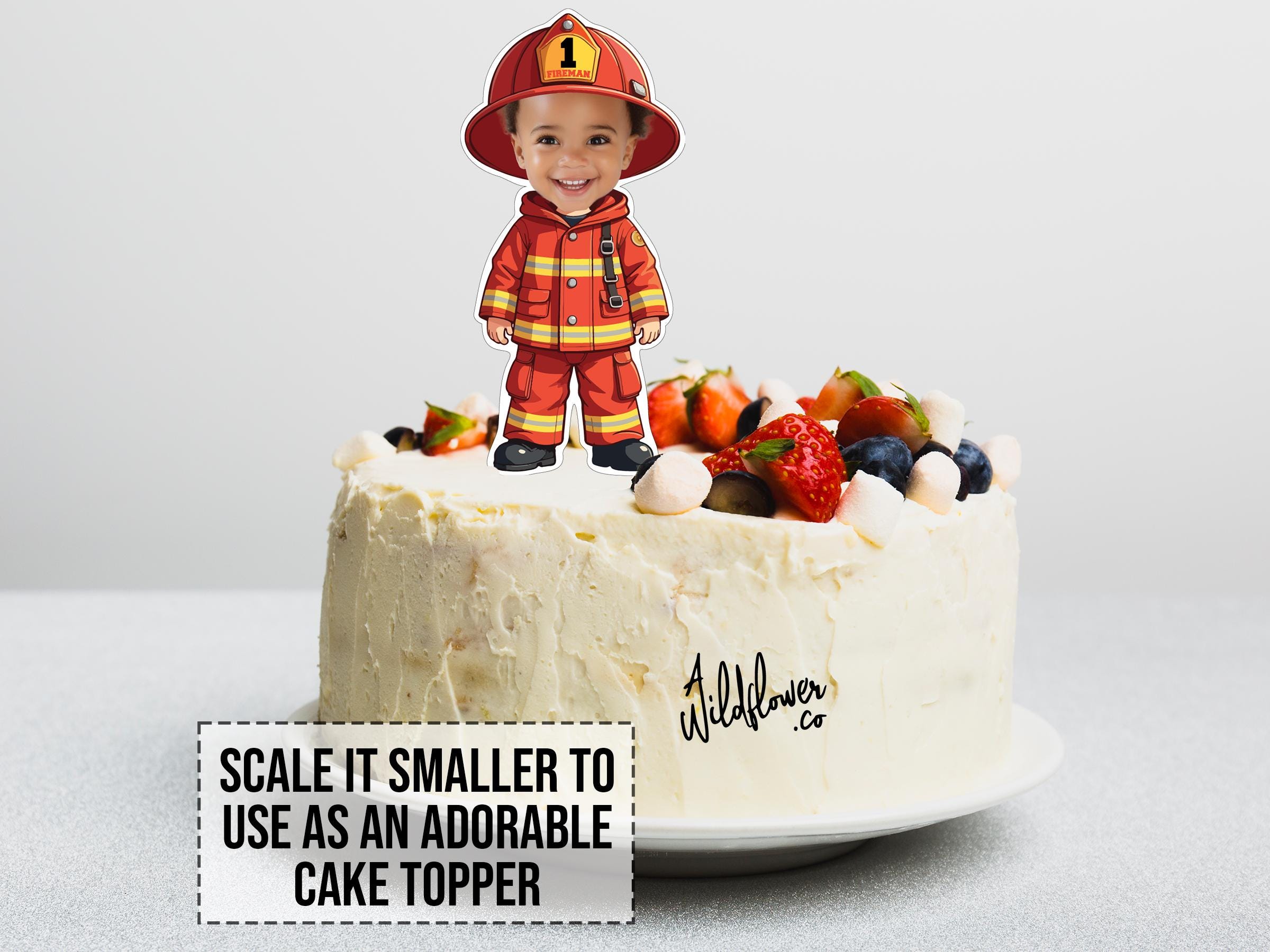 Fireman Firefighter Custom Face Cutout, Resizable Standee, Red Party ...