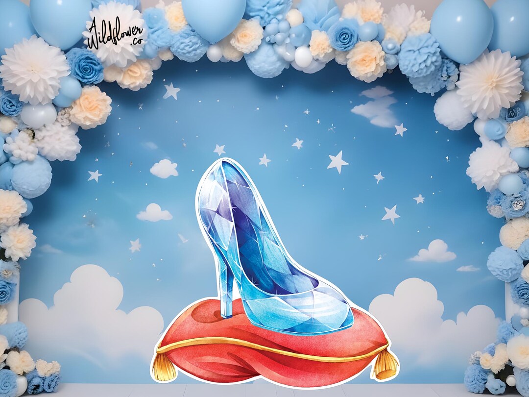 Glass Shoe Cut Out, Resizable Watercolour Standee, Slippers Party Decor ...