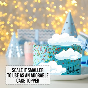 Sky Clouds Cutout, Resizeablestandee, Clear Blue Party Decor, Cake ...