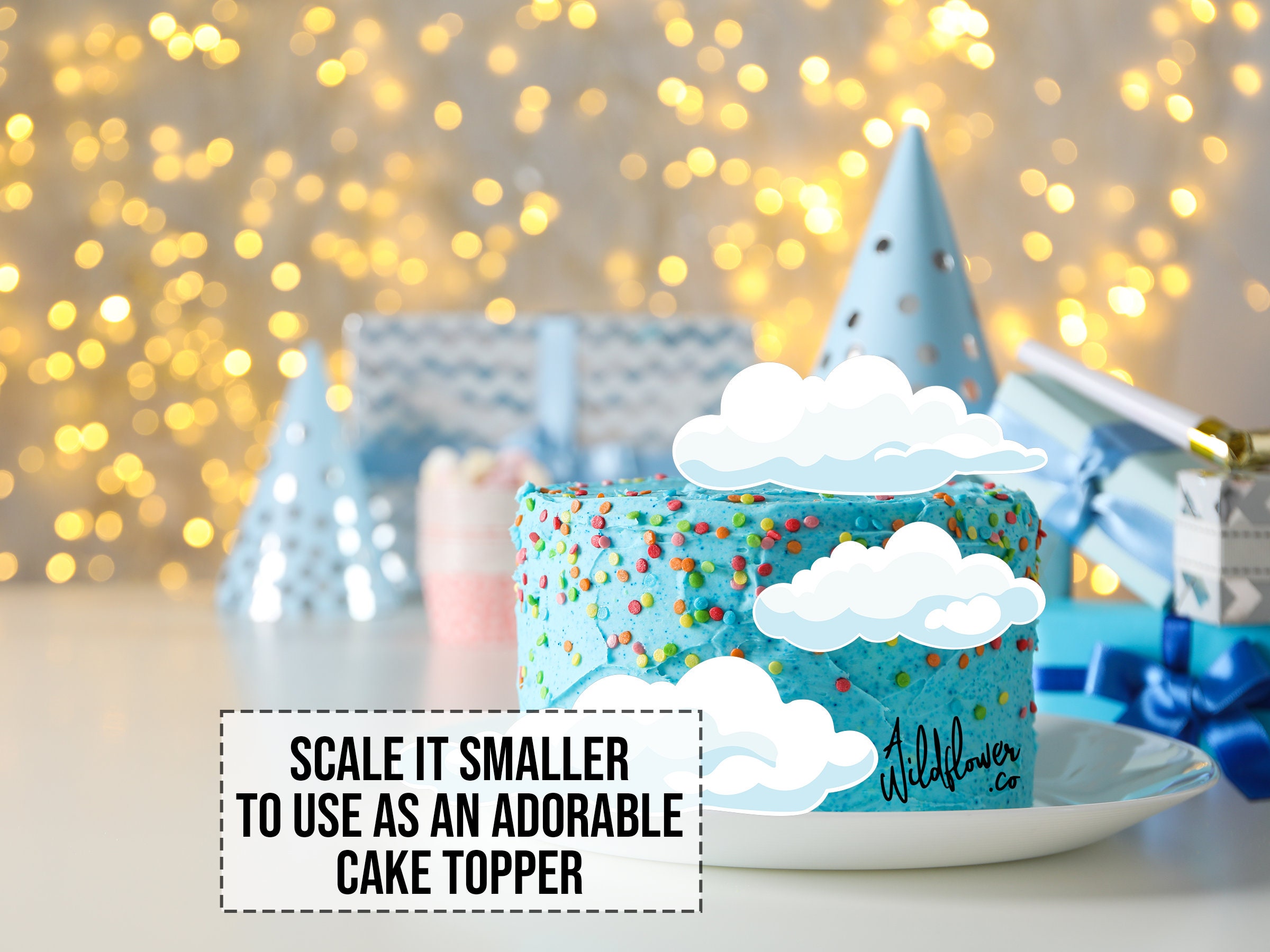 Sky Clouds Cutout, Resizeablestandee, Clear Blue Party Decor, Cake ...