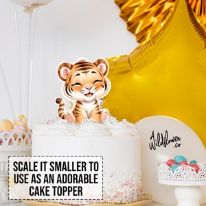 Tiger Watercolour Cupcake Topper, Animal Standee, Cute Forest Zoo Party ...