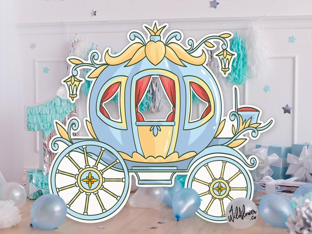 Blue Carriage Cutout, Princess Cupcake Toppers, Resizable Cake Topper ...